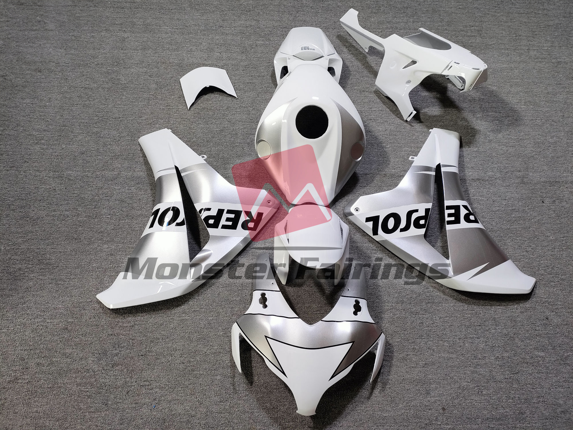 Honda CBR1000RR 2008-2011 Gloss White & Silver Repsol ABS Fairings ...