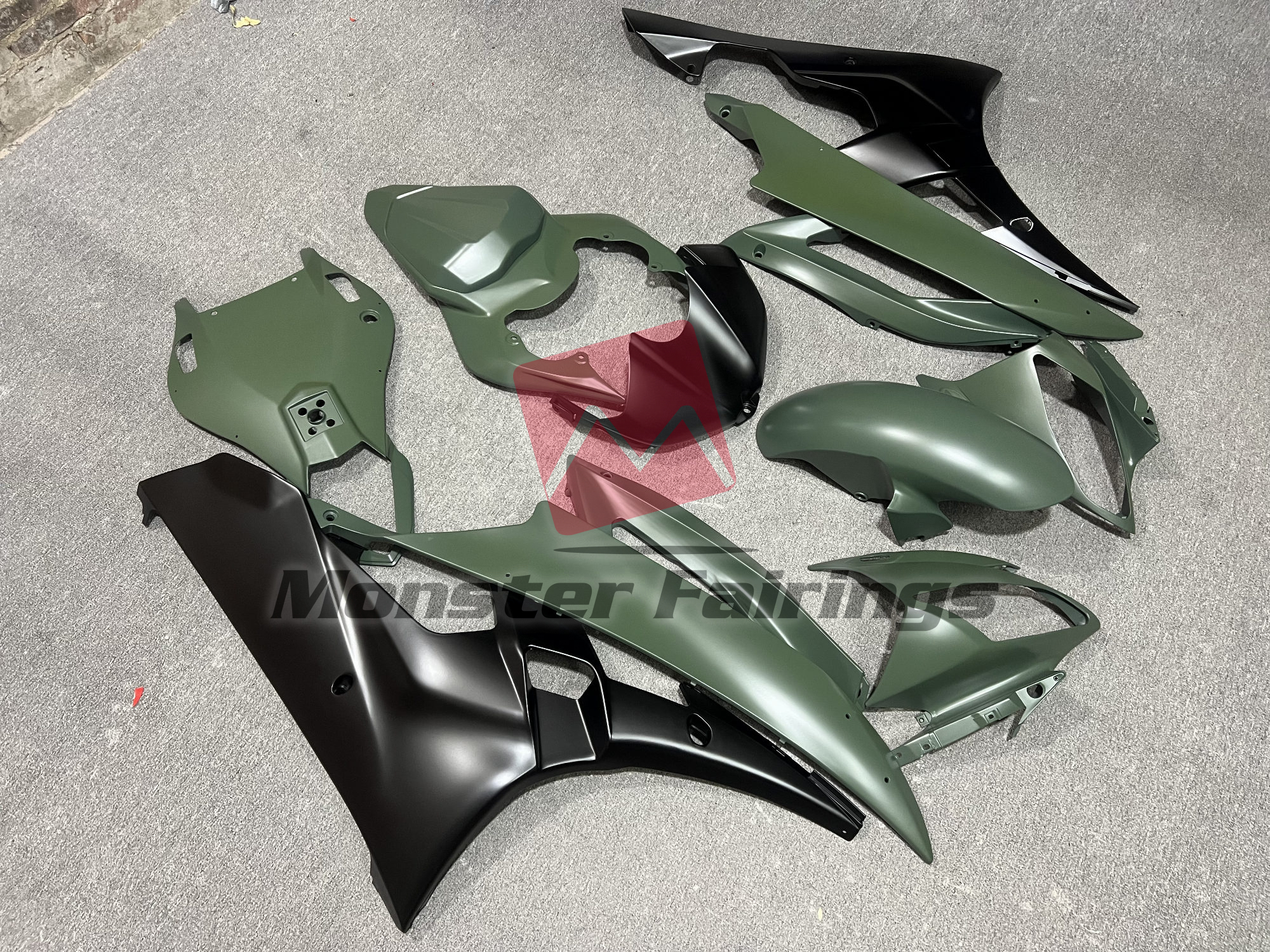 Yamaha R6 2006-2007 Custom Matte Green and Black ABS Fairings | Monster ...