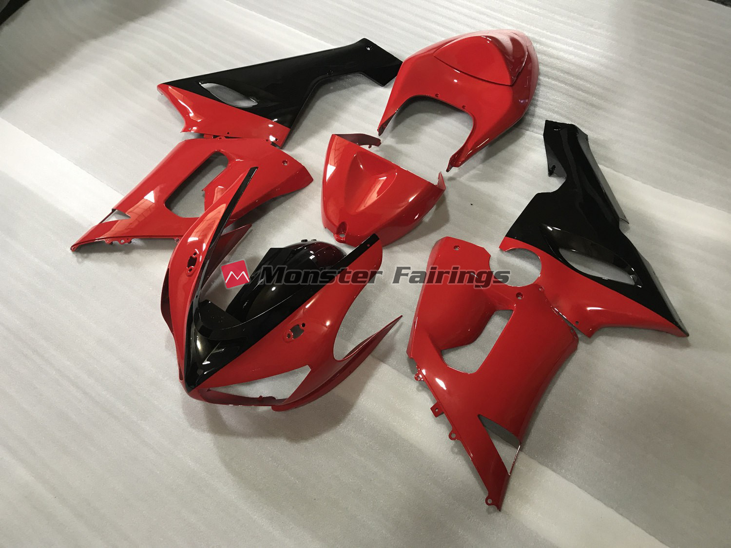 Kawasaki ZX6R 2005-2006 Custom Red and Black ABS Fairings | Monster ...