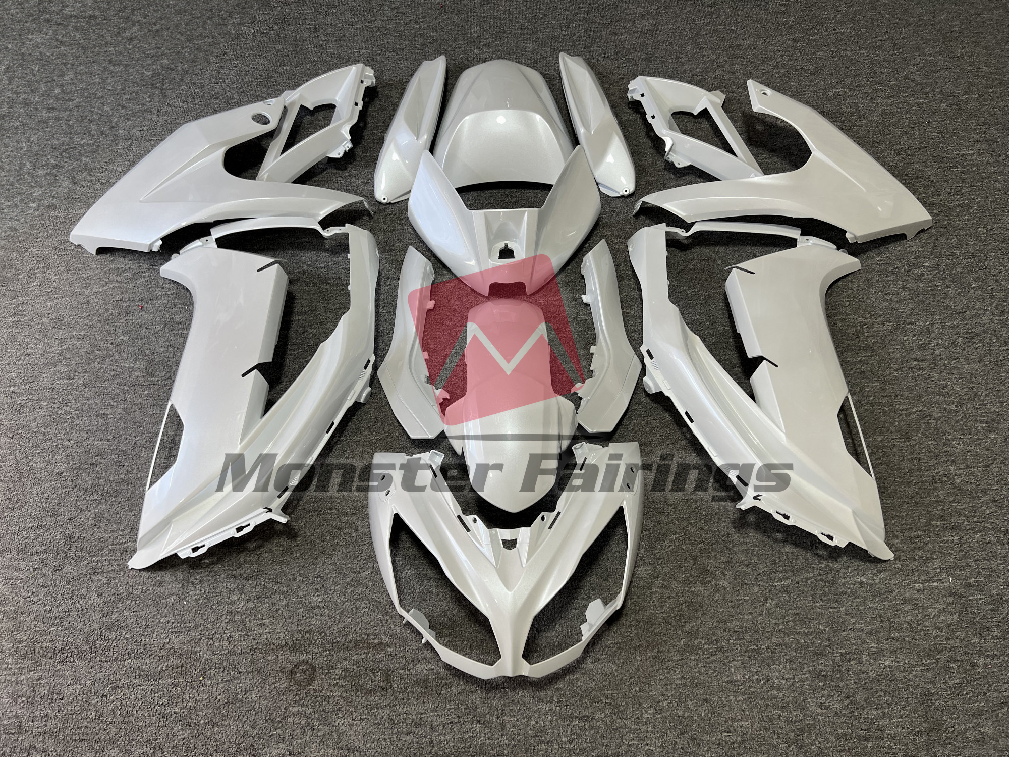 Kawasaki Ninja 650R 2012-2016 Gloss Pearl White ABS Fairings | Monster ...