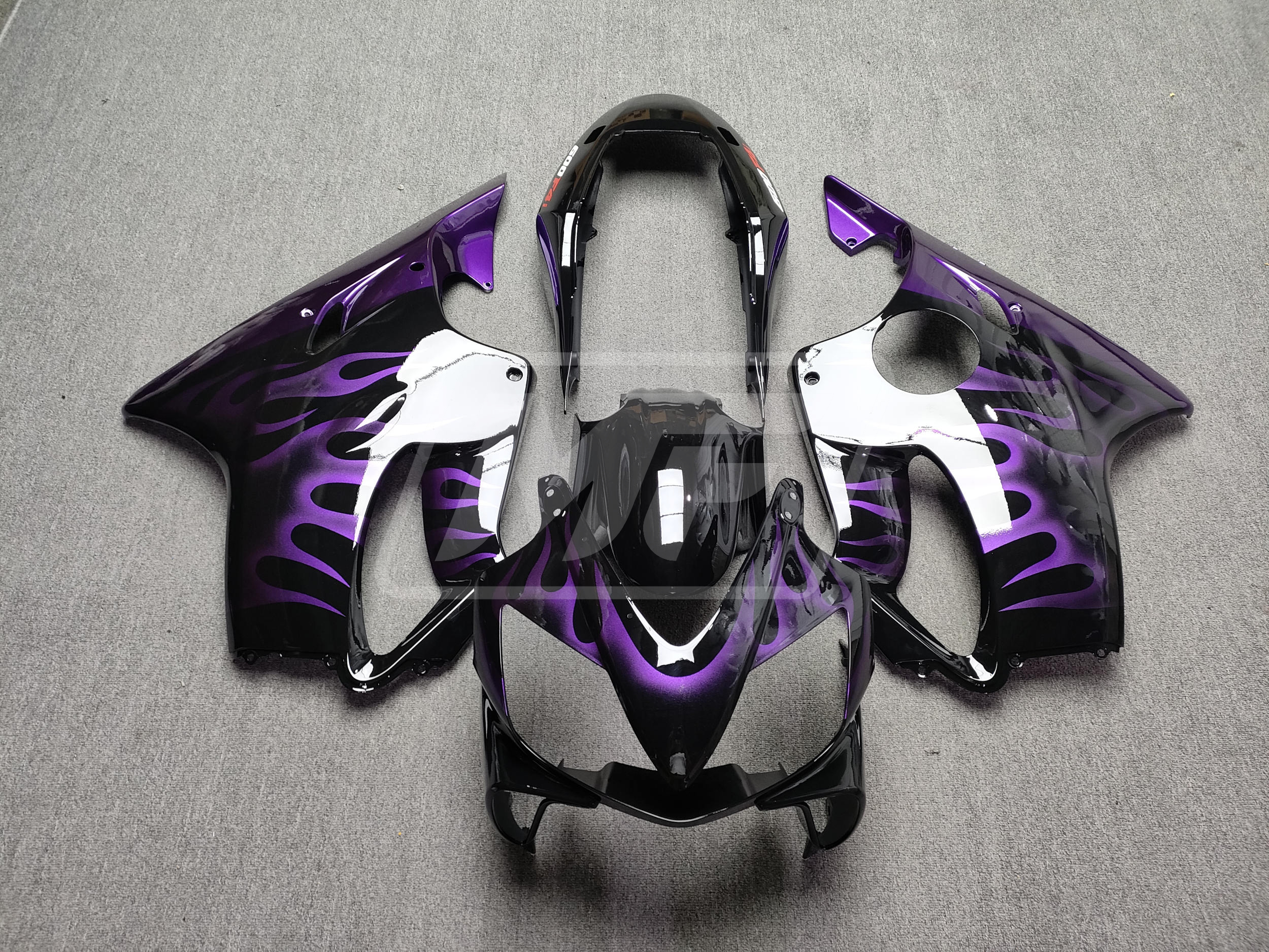 Honda CBR600 F4i 2004-2007 Gloss Black Purple Flames ABS Fairings ...