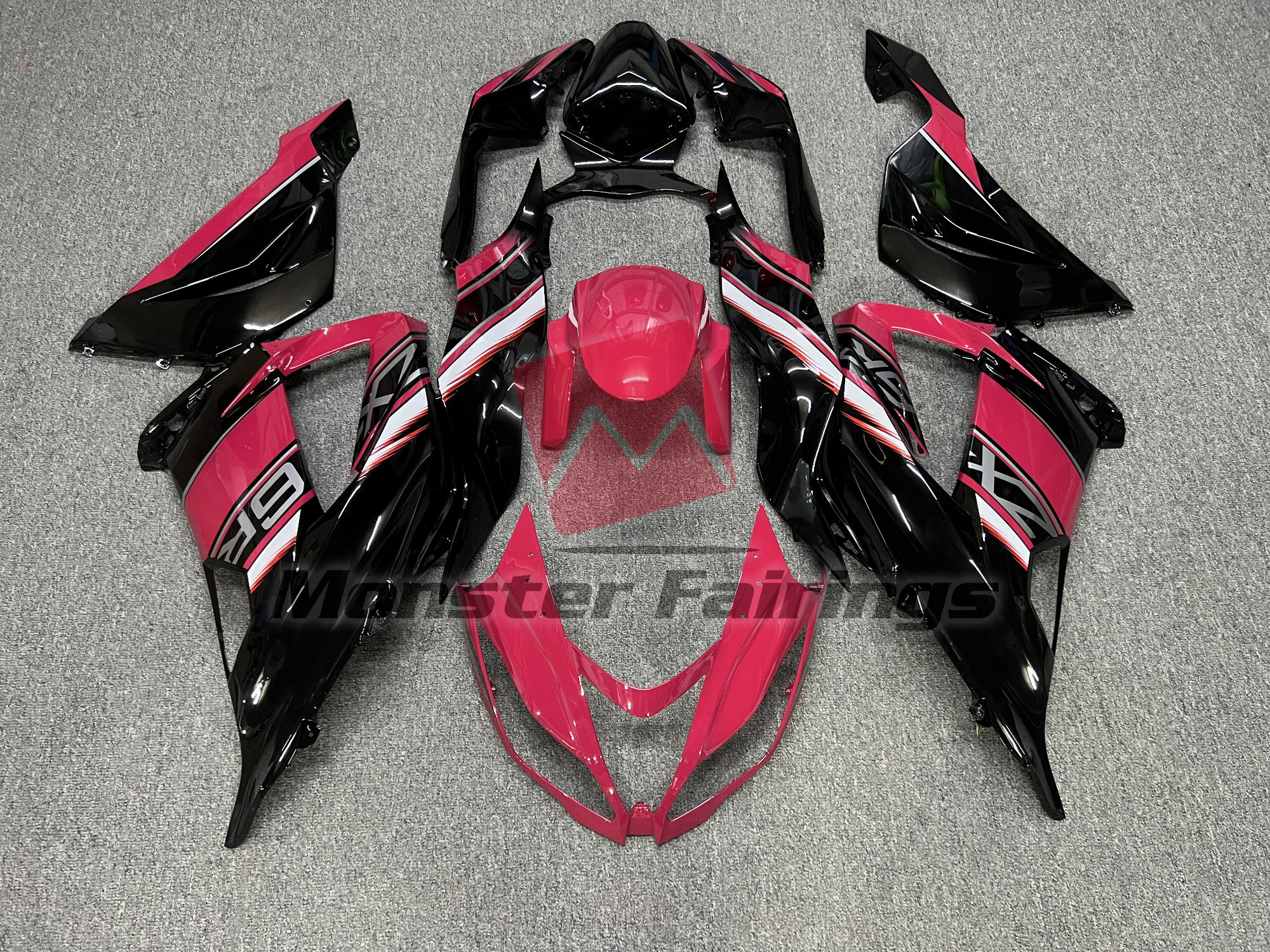 Kawasaki ZX6R 2013-2018 Gloss Red and Black ABS Fairings | Monster Fairings
