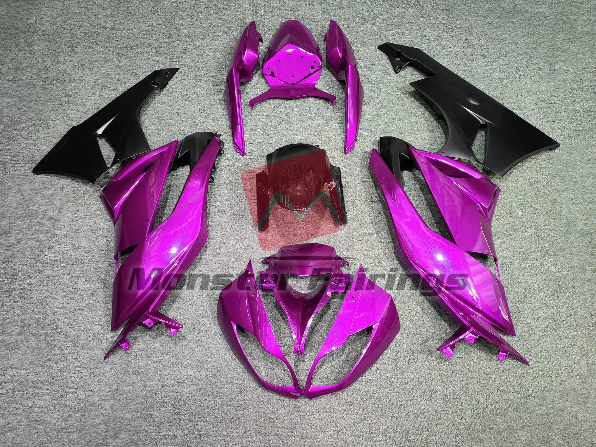 Kawasaki ZX6R 2009-2012 Gloss Vibrant Pink ABS Fairings | Monster Fairings