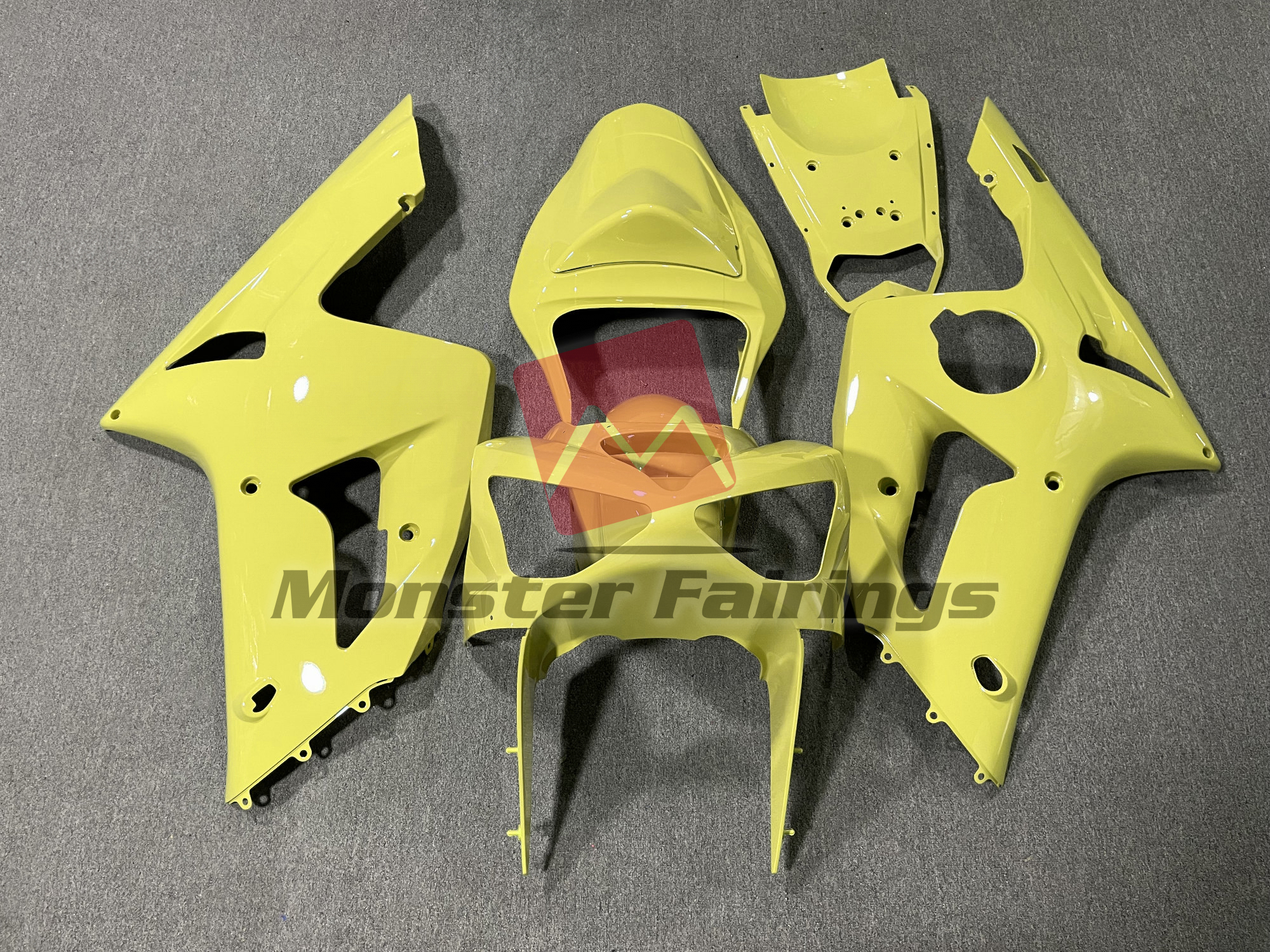 Kawasaki ZX6R 2003-2004 Gloss Yellow ABS Fairings | Monster Fairings