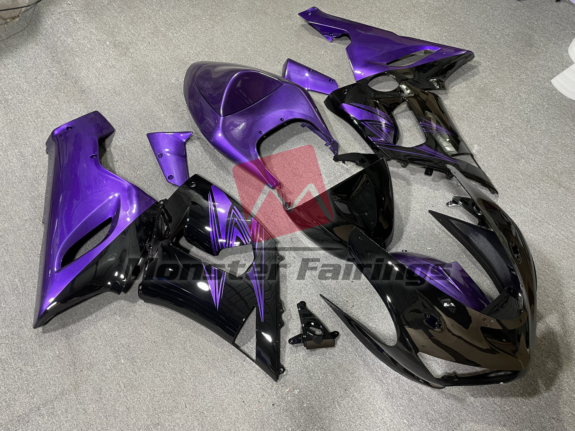 Gloss Black and Purple - ZX6R 05-06 - Monster Fairings