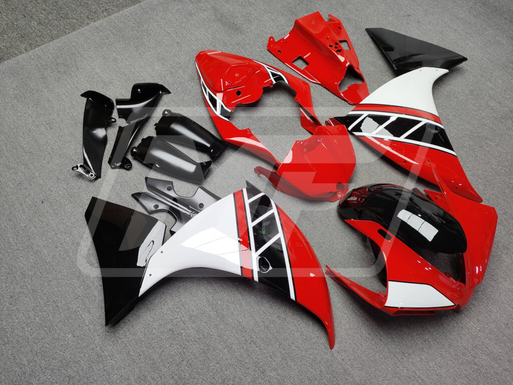 Yamaha R1 2012-2014 Gloss Red & White with Black ABS Fairings | Monster ...