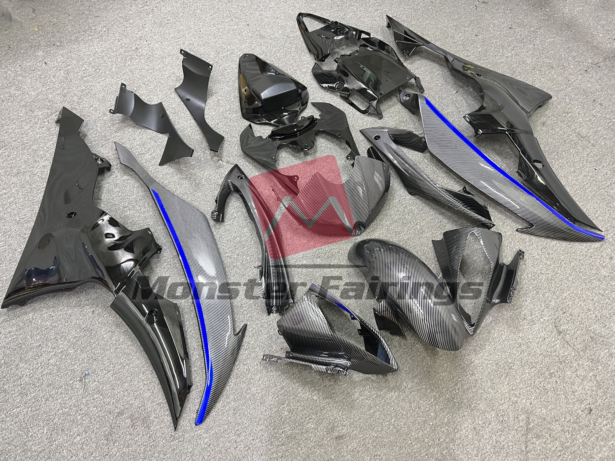 Yamaha R6 2008-2016 Gloss Carbon Fiber Style Blue ABS Fairings ...