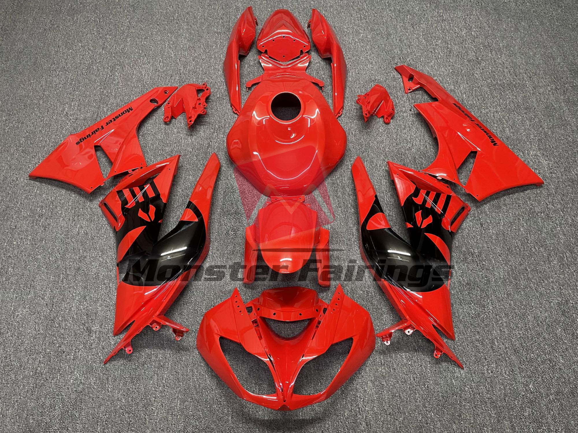 Kawasaki ZX6R 2009-2012 Gloss Red with Skull ABS Fairings | Monster ...