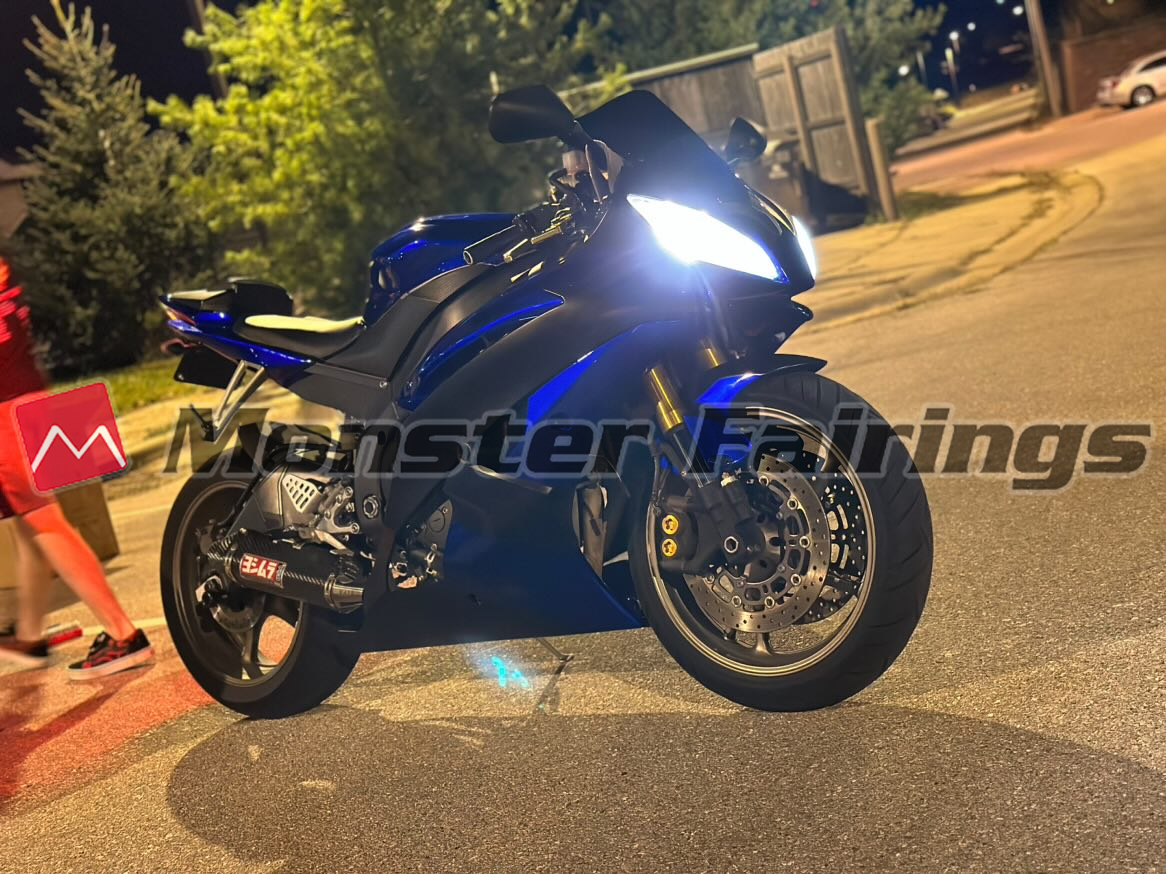 Yamaha R6 2008-2016 Deep Blue Matte Black ABS Fairings | Monster Fairings