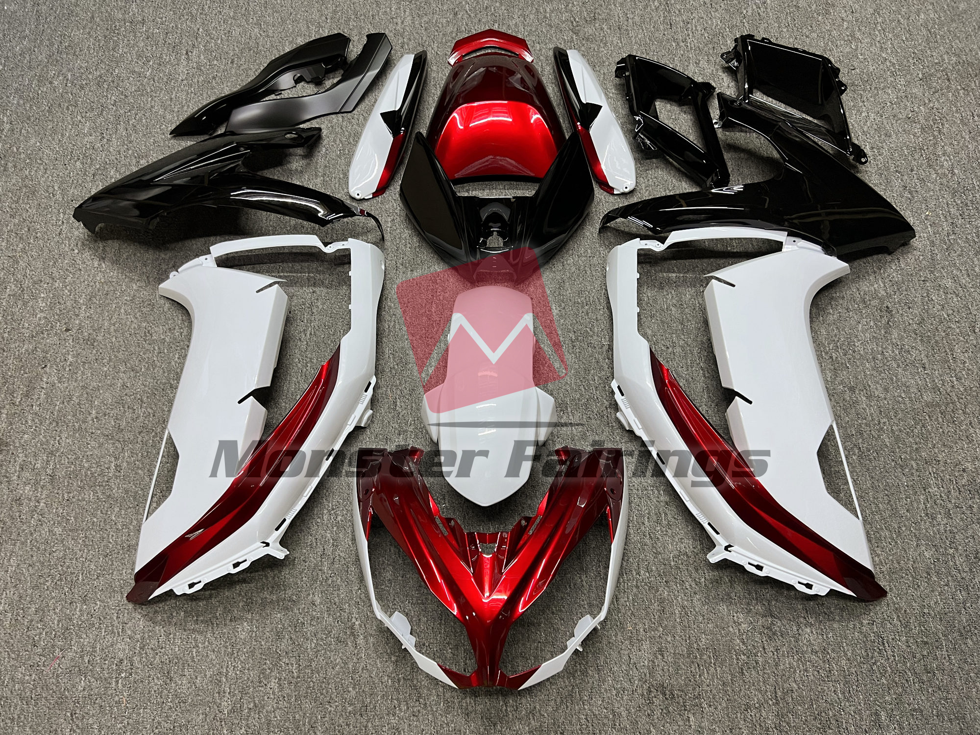 Kawasaki Ninja 650R 2012-2016 Gloss White & Candy Red Black ABS ...