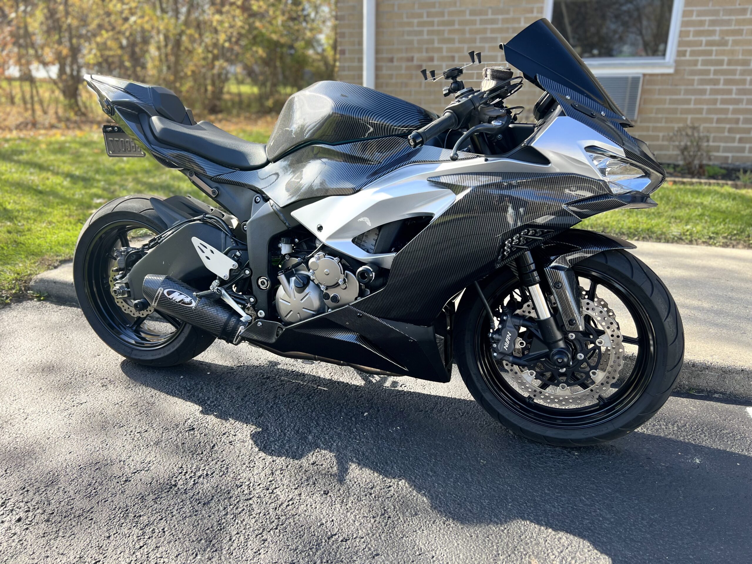 Kawasaki ZX6R 2019-2023 Carbon Fiber Style Silver ABS Fairings ...