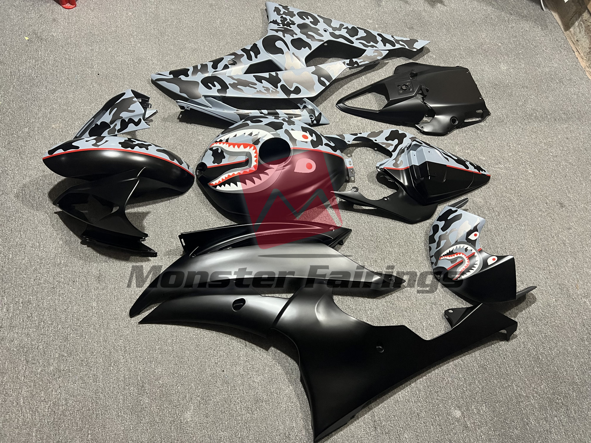 Yamaha R6 2008-2016 Matte Black & Gloss Camo Monster ABS Fairings ...