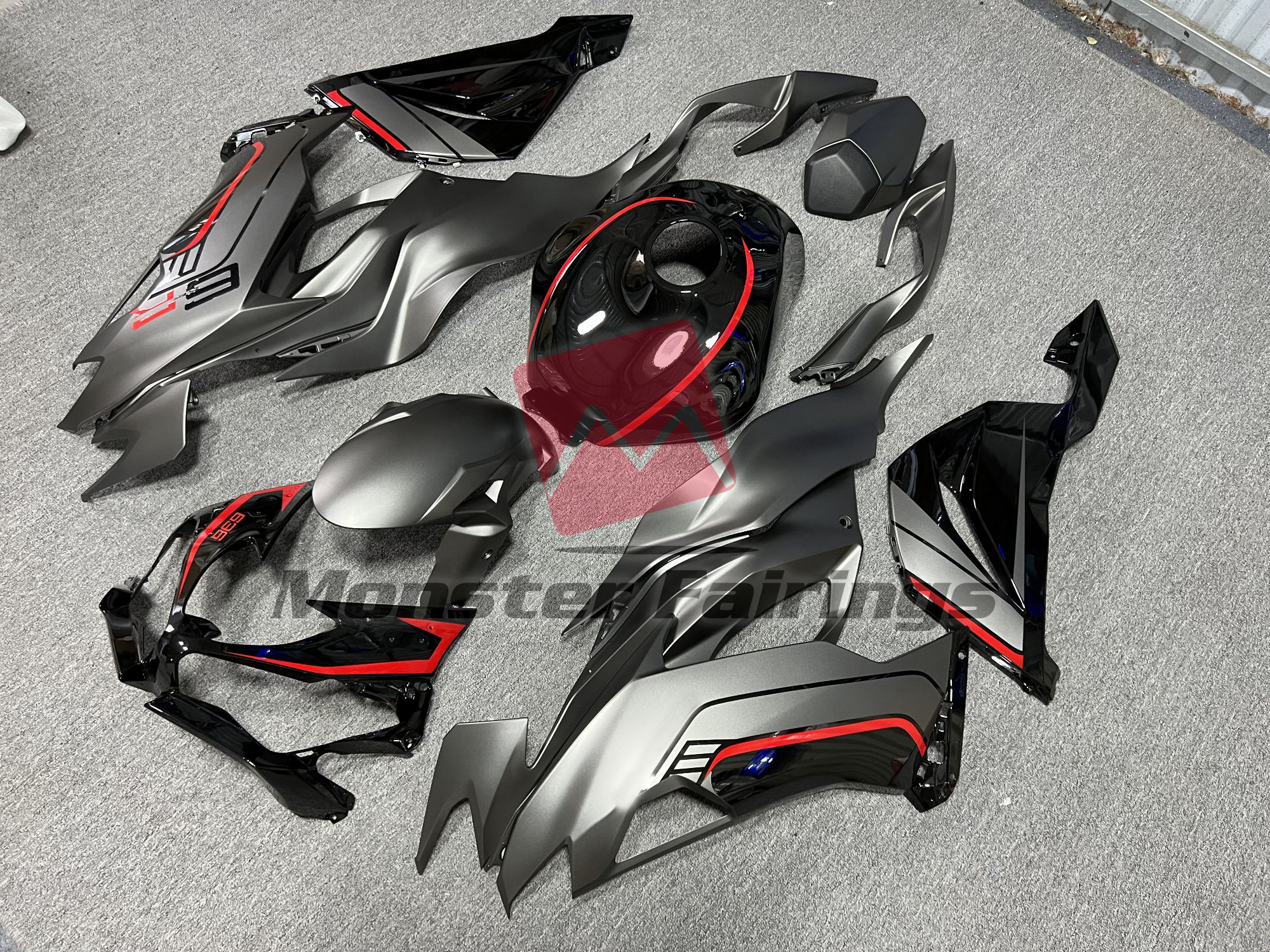 Kawasaki ZX6R 2019-2023 Matte Steel Gray and Black ABS Fairings ...
