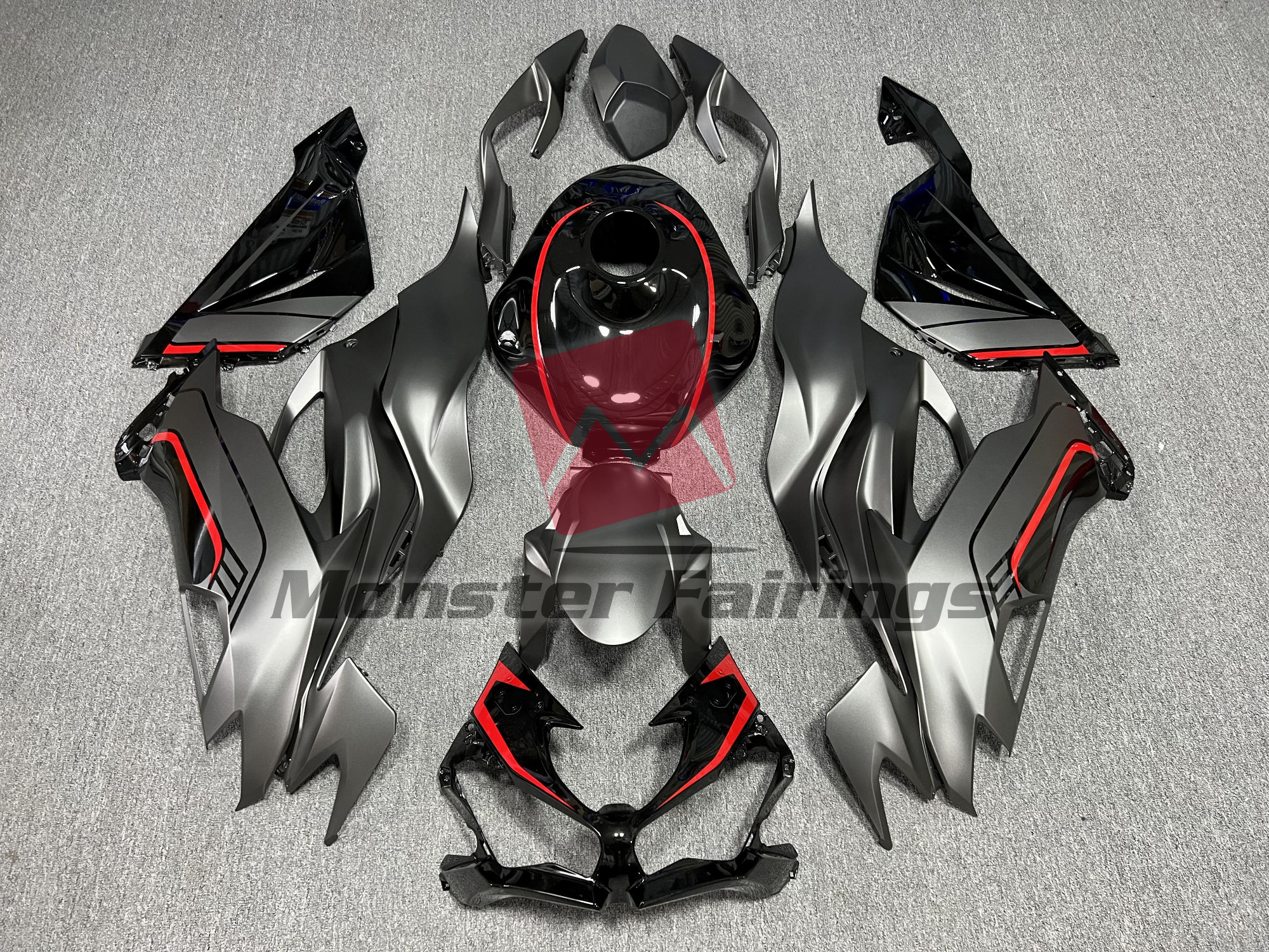 Kawasaki ZX6R 2019-2023 Matte Steel Gray and Black ABS Fairings ...
