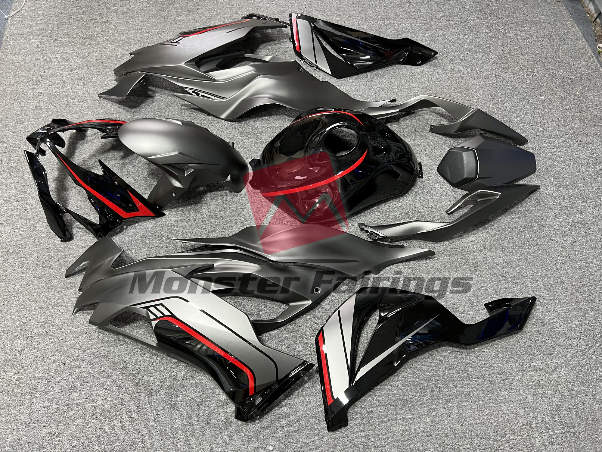 Kawasaki ZX6R 2019-2023 Matte Steel Gray and Black ABS Fairings ...