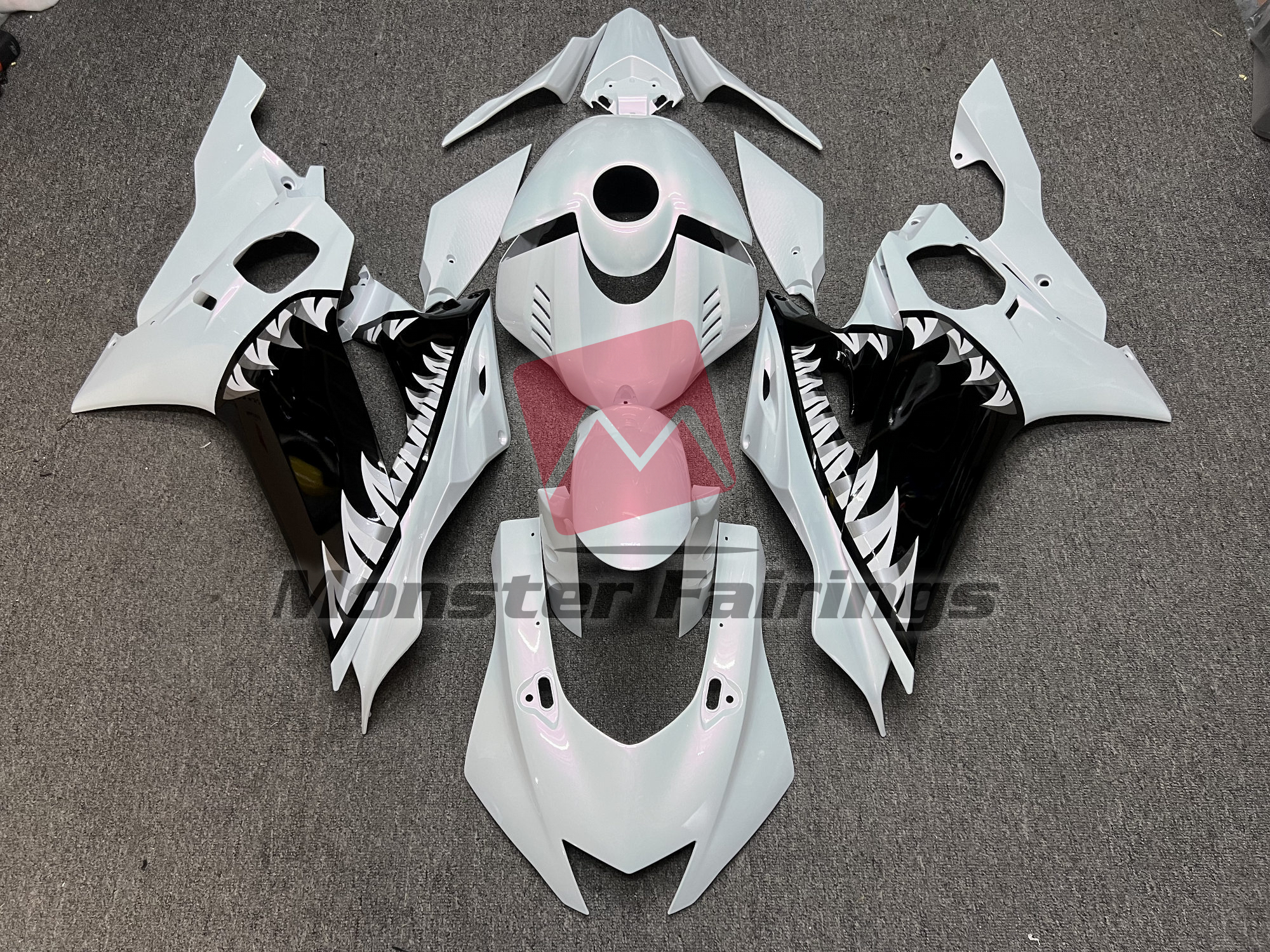 Yamaha R6 2017-2022 Pearl White Shark ABS Fairings | Monster Fairings