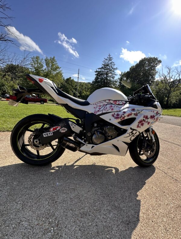 Matte Black and White Split Cherry Blossom - ZX6R 19-23 - Monster Fairings