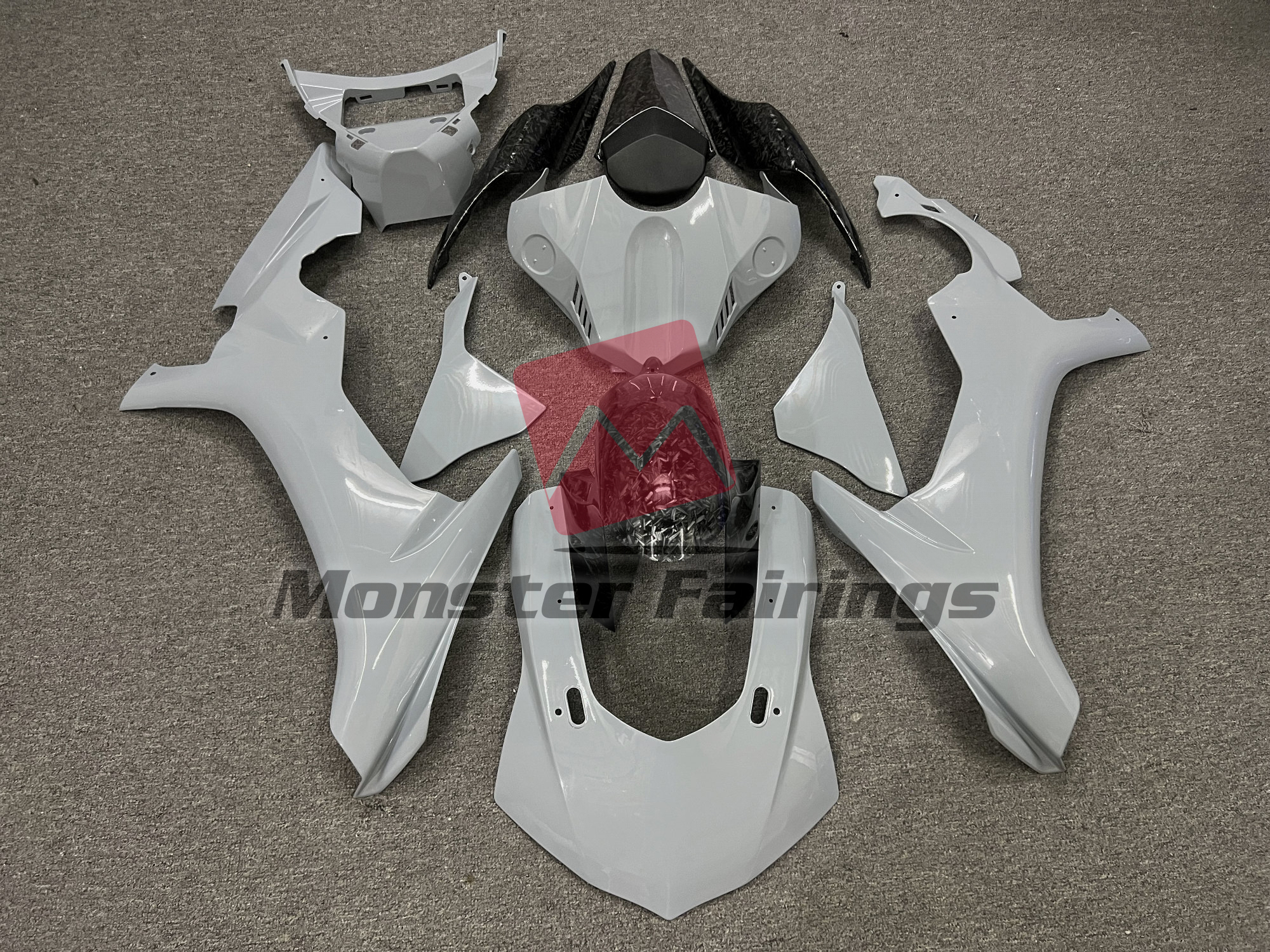 Yamaha R1 2015-2019 Gloss Nardo Gray Forged Carbon Fiber Style ABS ...