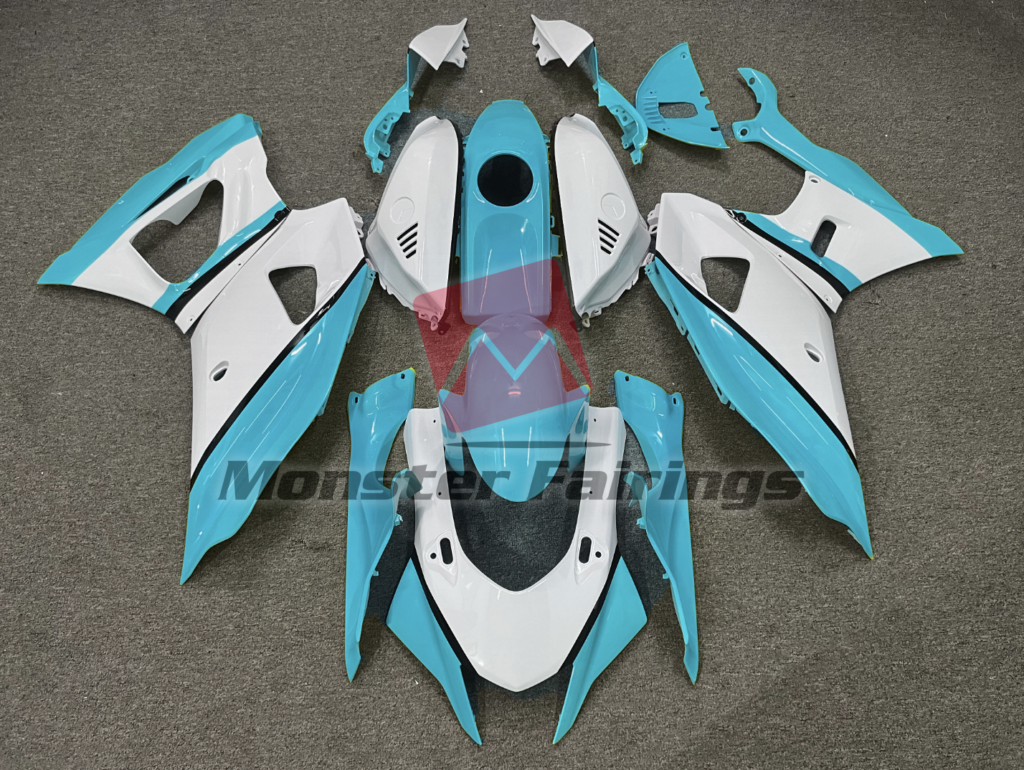 Yamaha R7 2021-2025 Gloss White Light Blue ABS Fairings | Monster Fairings