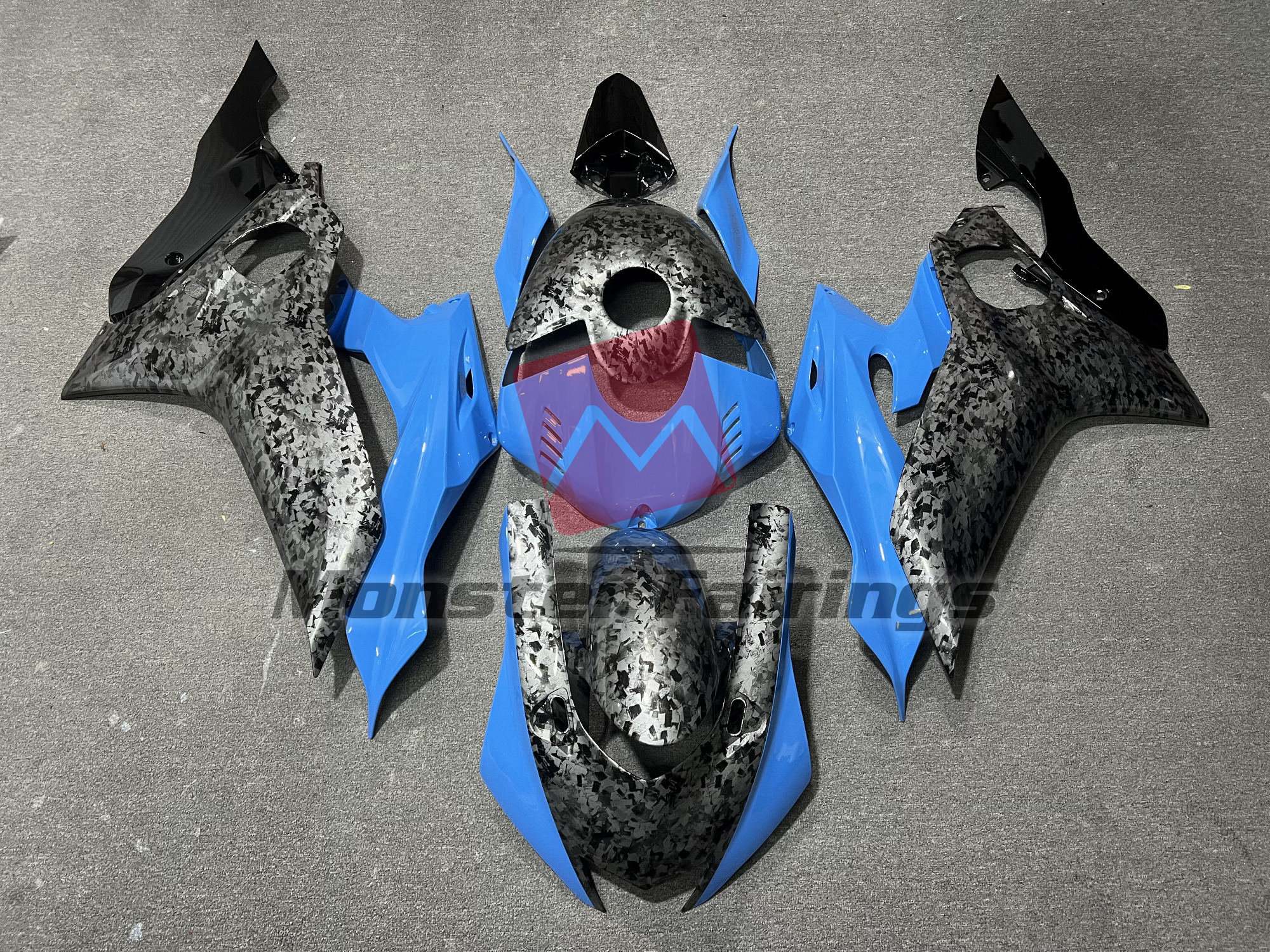 Yamaha R6 2017-2022 Forged Carbon Fiber Style Sky Blue ABS Fairings ...