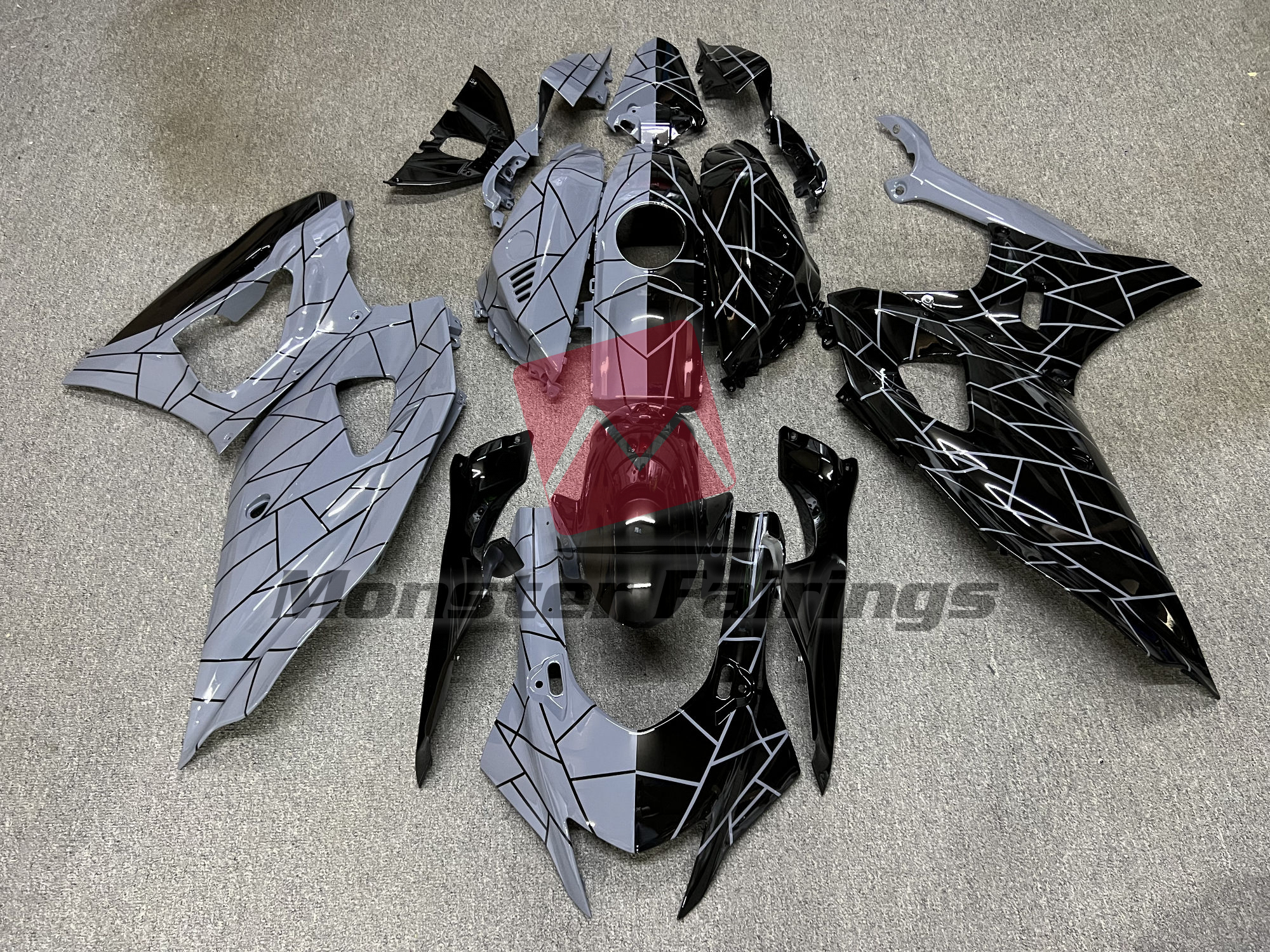 Yamaha R7 2021-2025 Gloss Nardo Gray & and Black Split ABS Fairings ...