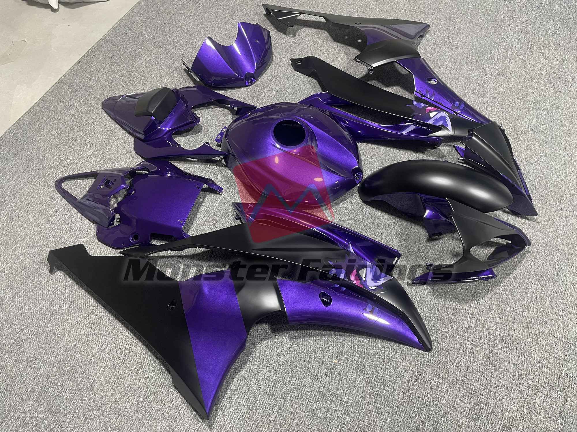 Yamaha R6 2008-2016 Purple & and Matte Black Anime ABS Fairings ...