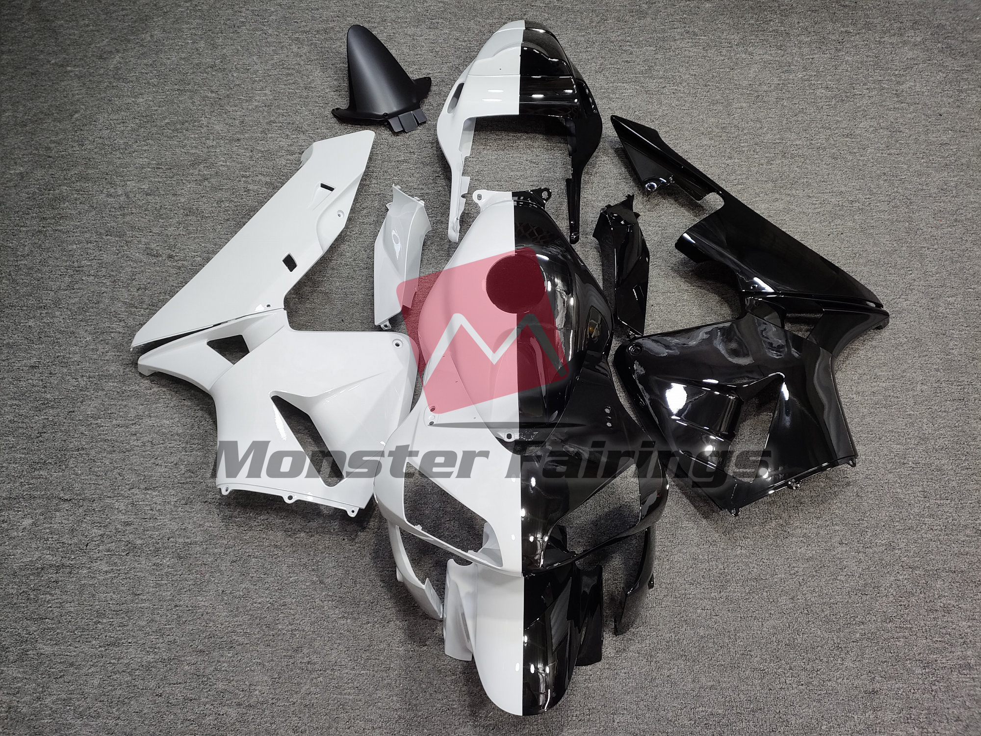 Honda CBR600RR 2003-2004 Gloss Black & White Split ABS Fairings ...