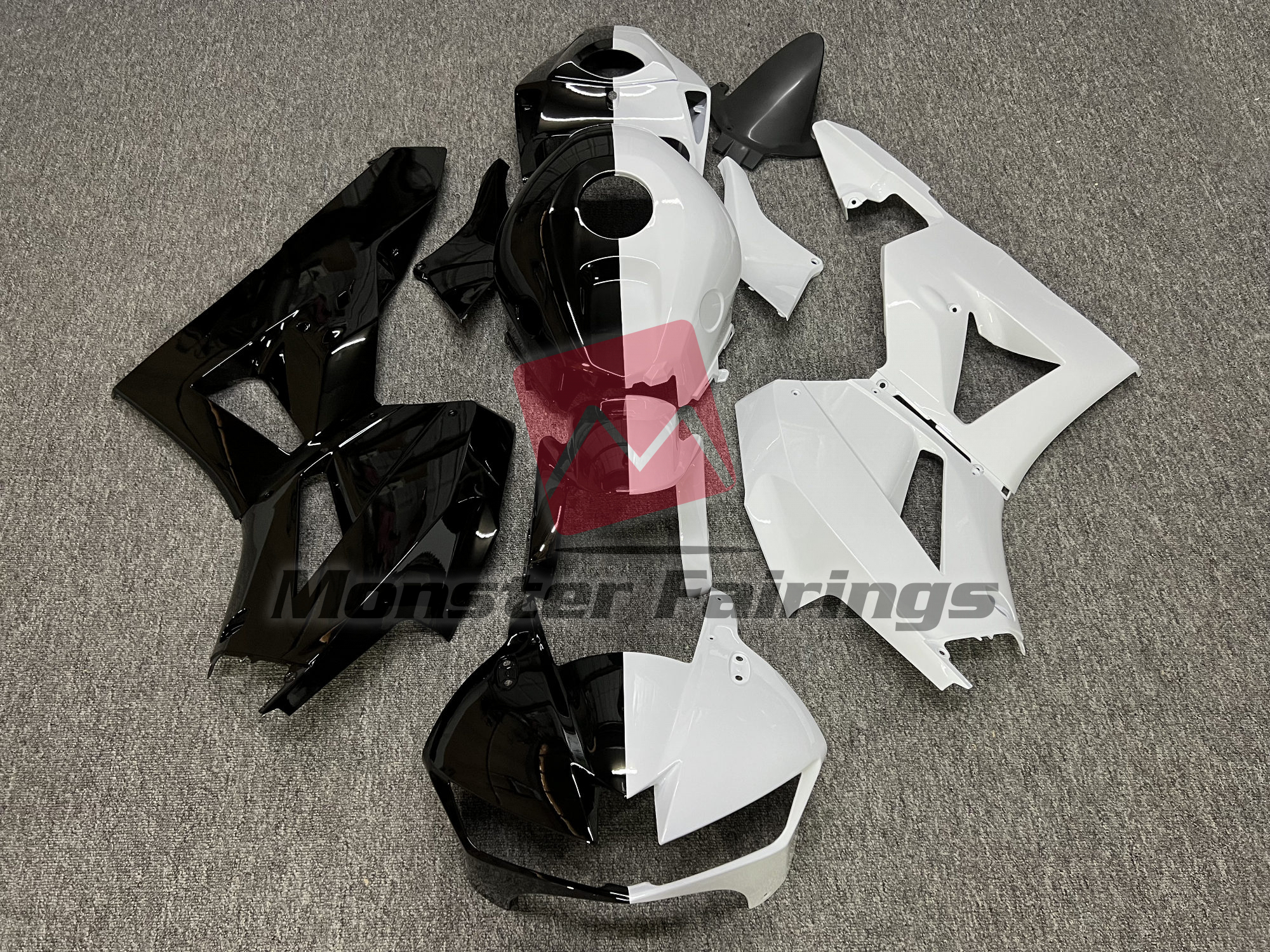Honda CBR600RR 2013-2025 Gloss Black & White Split ABS Fairings ...