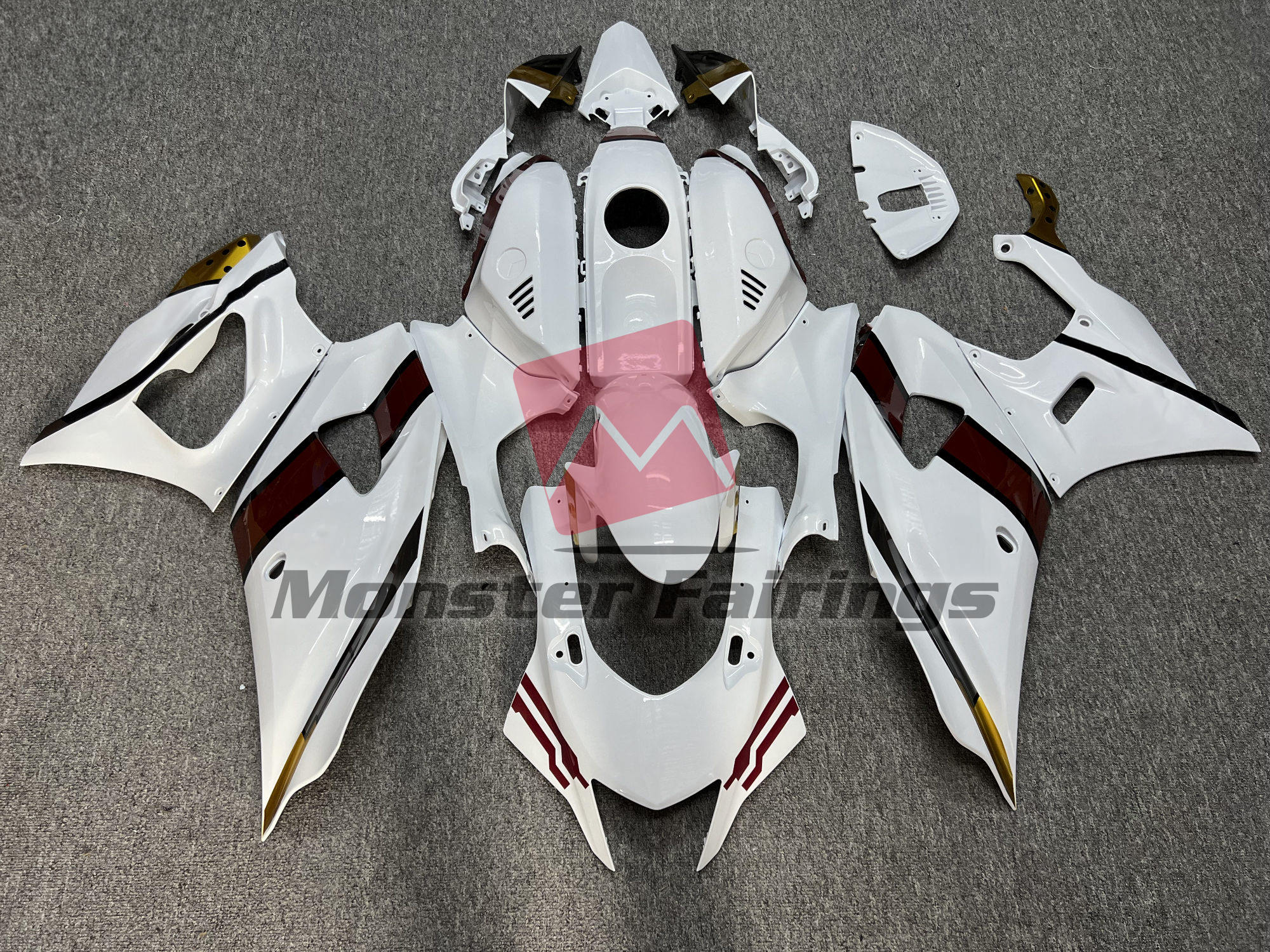 Yamaha R7 2021-2025 Gloss White With Black & Maroon ABS Fairings ...