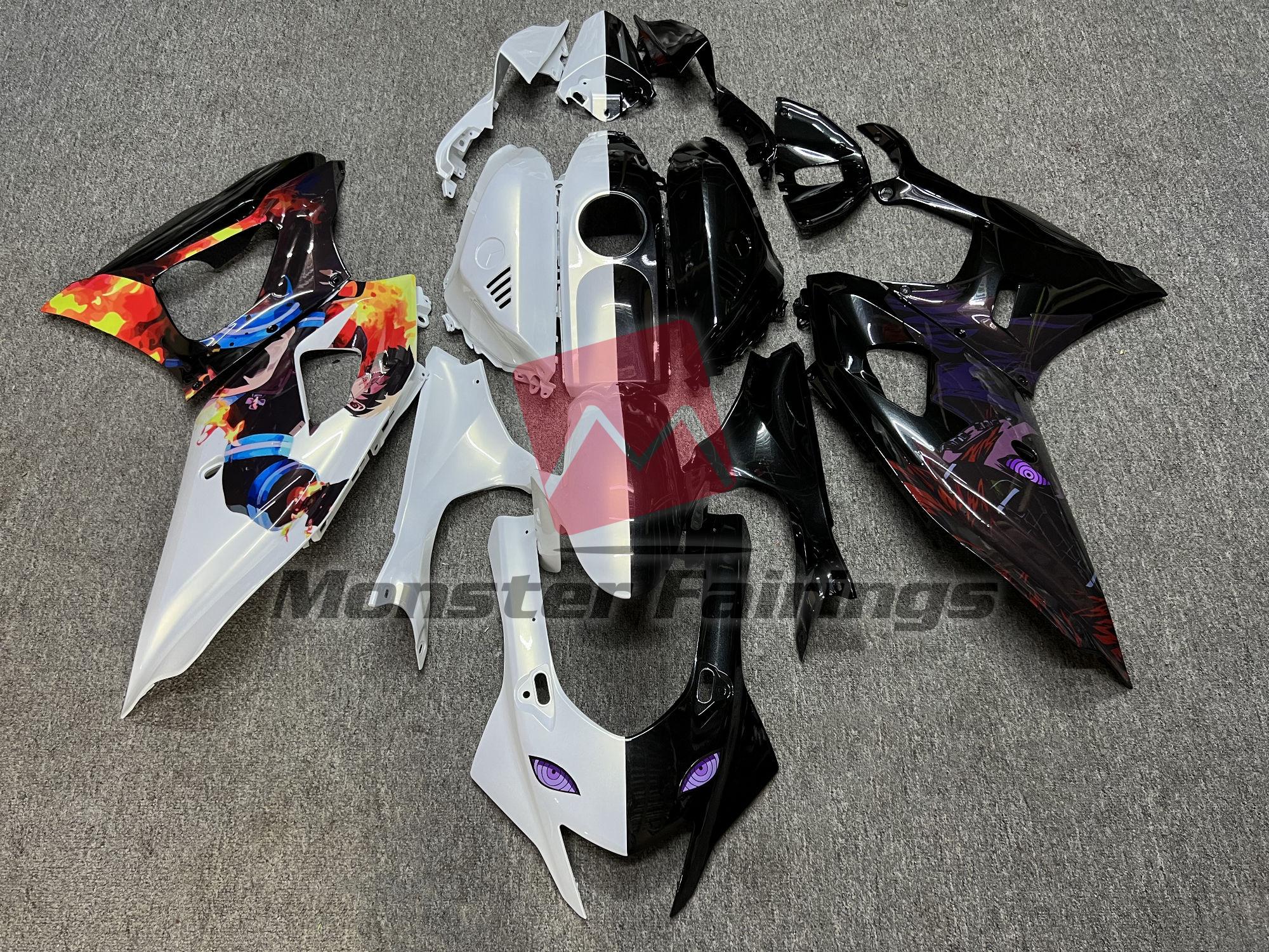 Yamaha R7 2021-2025 Gloss White & Black Metallic Anime Split ABS ...