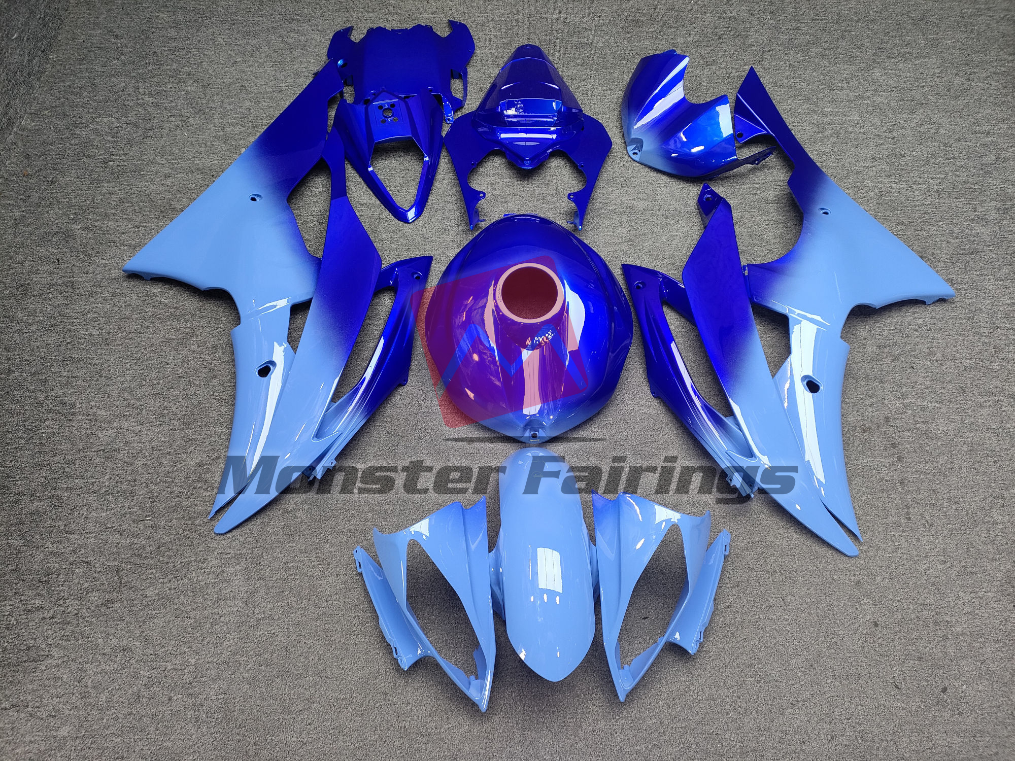 Yamaha R6 2008-2016 Gloss Blue Gradient ABS Fairings | Monster Fairings