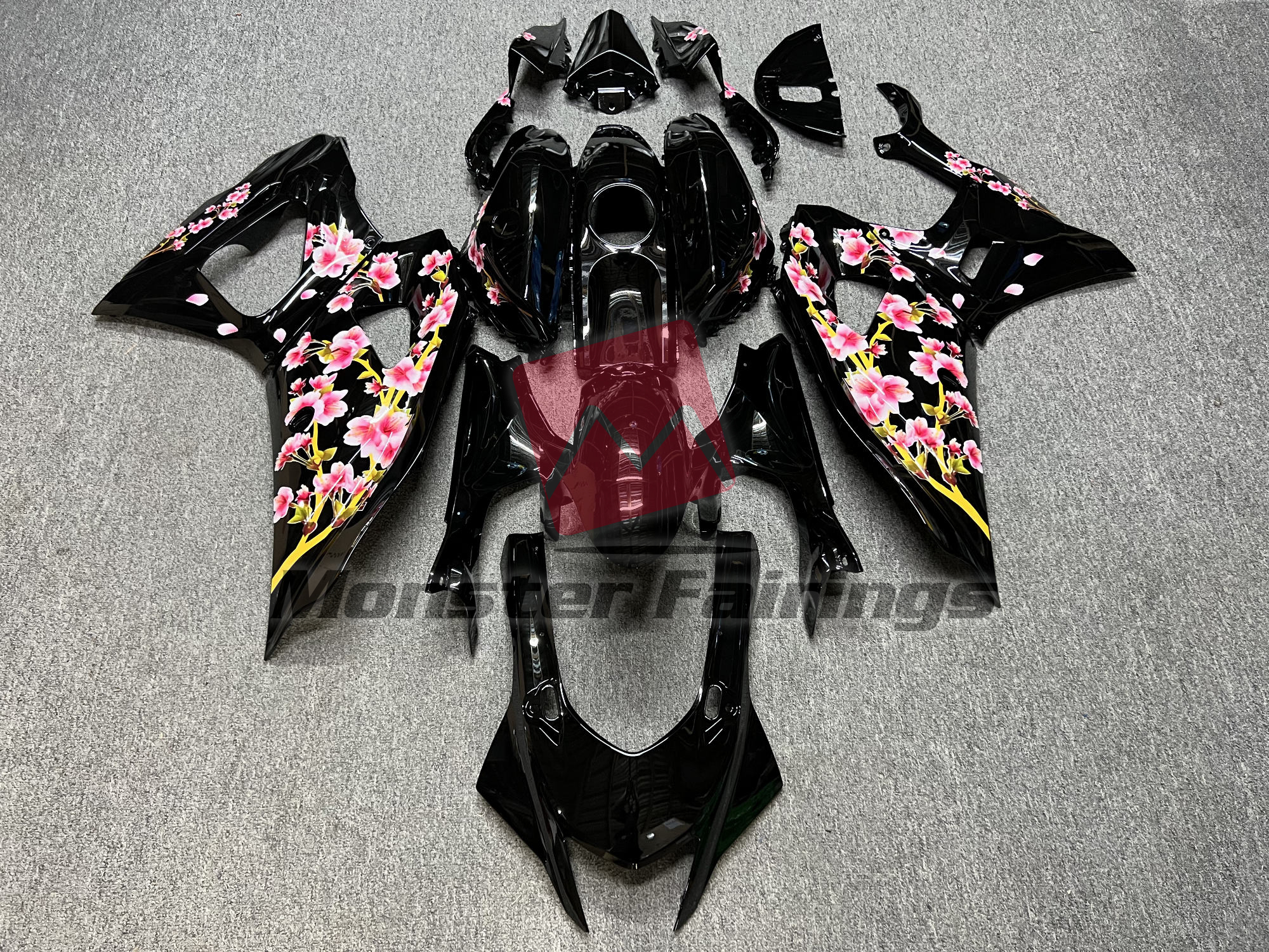 Yamaha R7 2021-2025 Gloss Black Cherry Blossom ABS Fairings | Monster ...