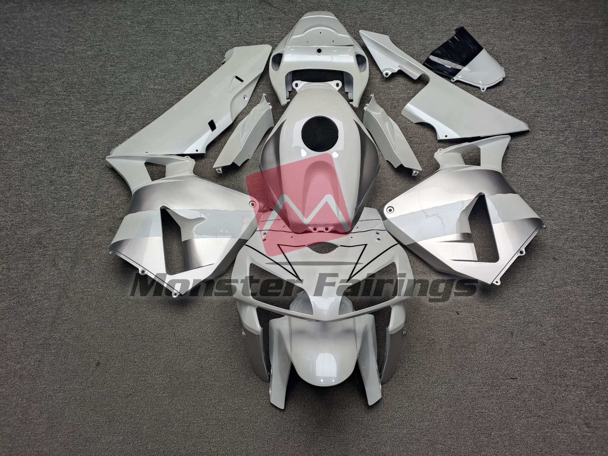 Honda CBR600RR 2005-2006 Gloss White & Silver Black ABS Fairings ...