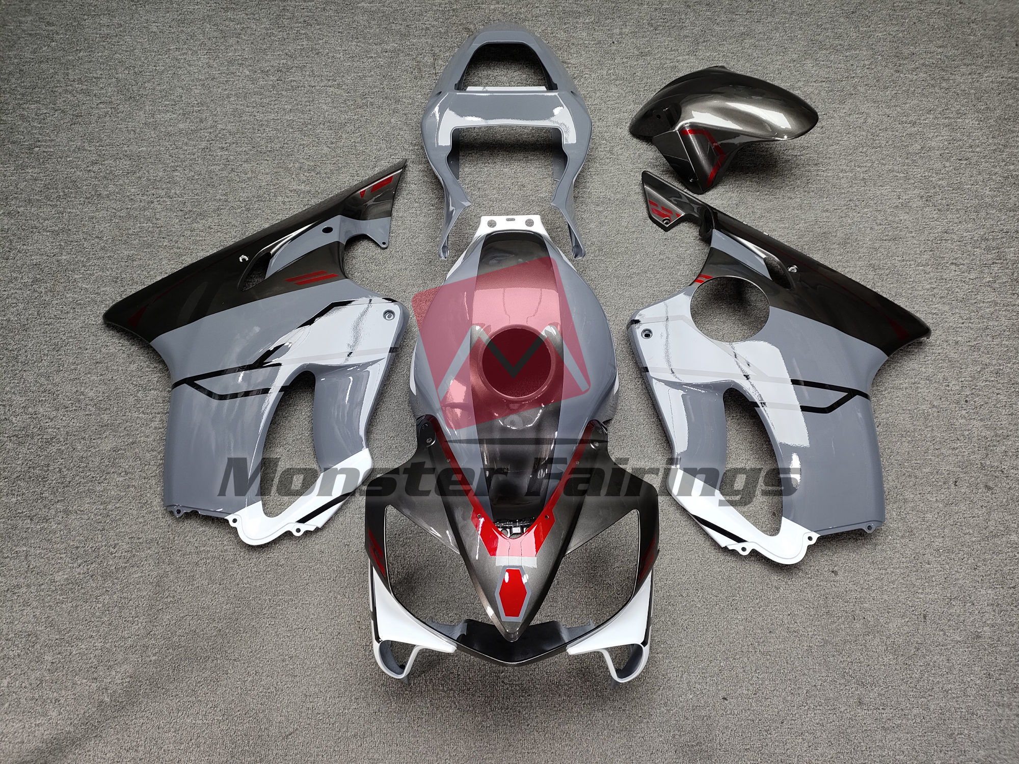 Honda CBR600 F4i 2001-2003 Gloss Nardo Gray & Dark Silver White ABS ...