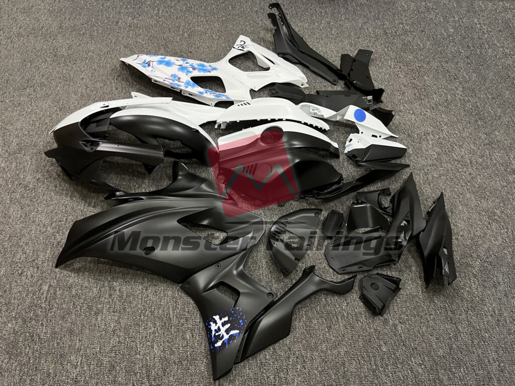 Yamaha R7 2021-2025 Matte Black & White Blue Cherry Blossom Split ABS ...