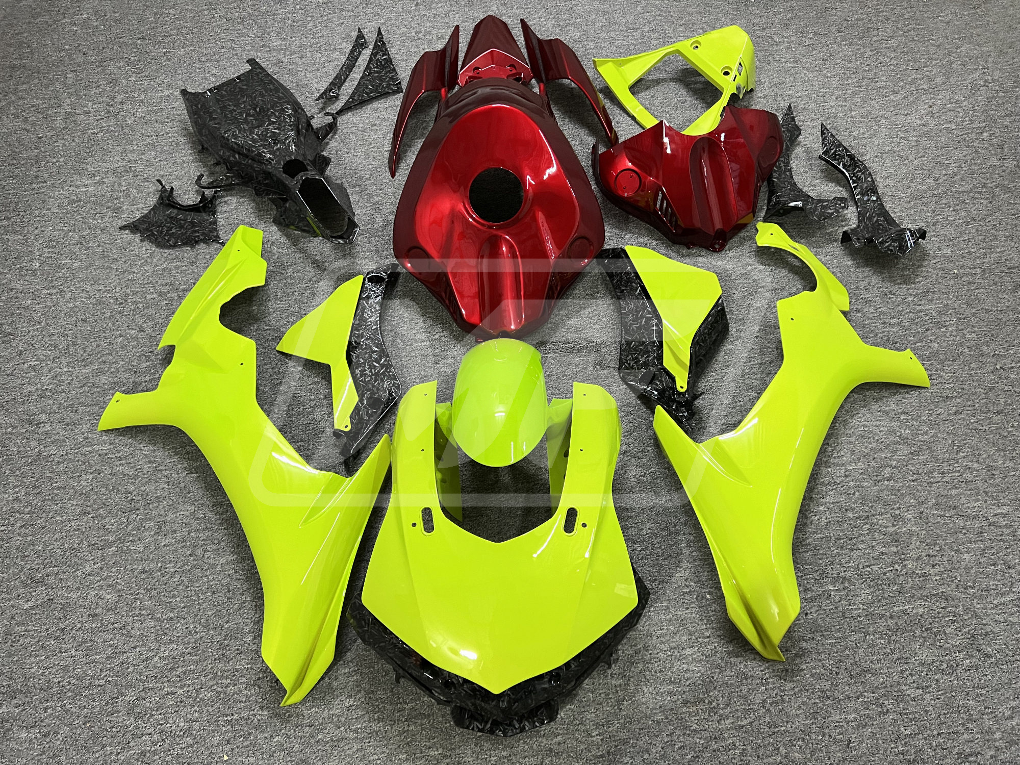 Yamaha R1 2015-2019 Gloss High Vis Yellow & Candy Red with Forged ...